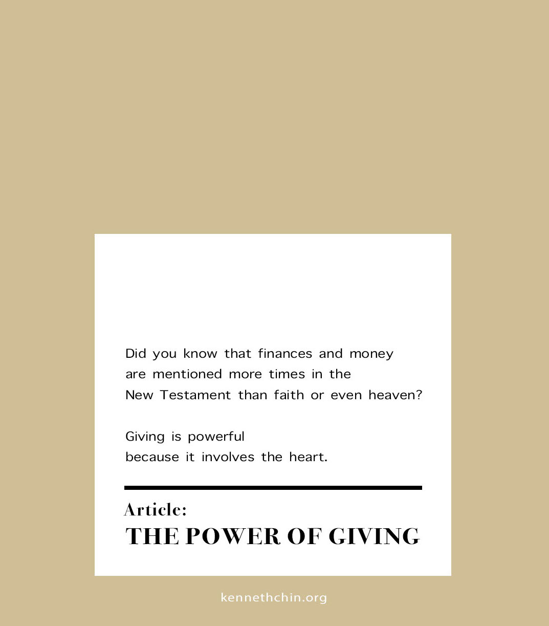 Kenneth Chin | The Power of Giving